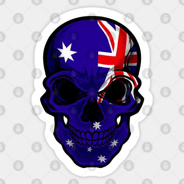 Australian Flag Skull Australia Patriotic Skeleton Australian Flag Sticker Teepublic